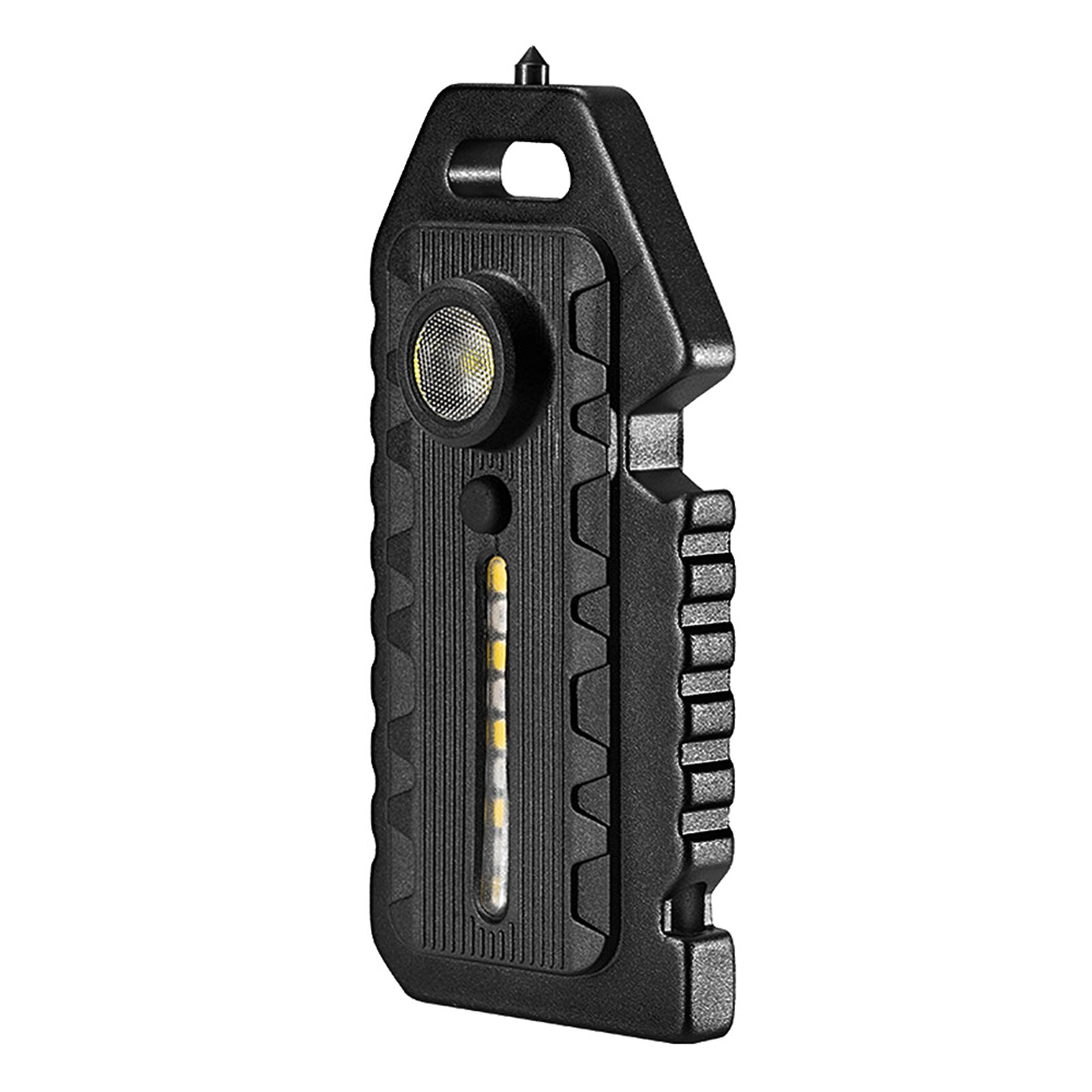 Миниатюрный светодиодный фонарик-брелок, водонепроницаемый, перезаряжаемый, многофункциональный свисток, стеклобой, открывалка для бутылок и сигнальный фонарь.