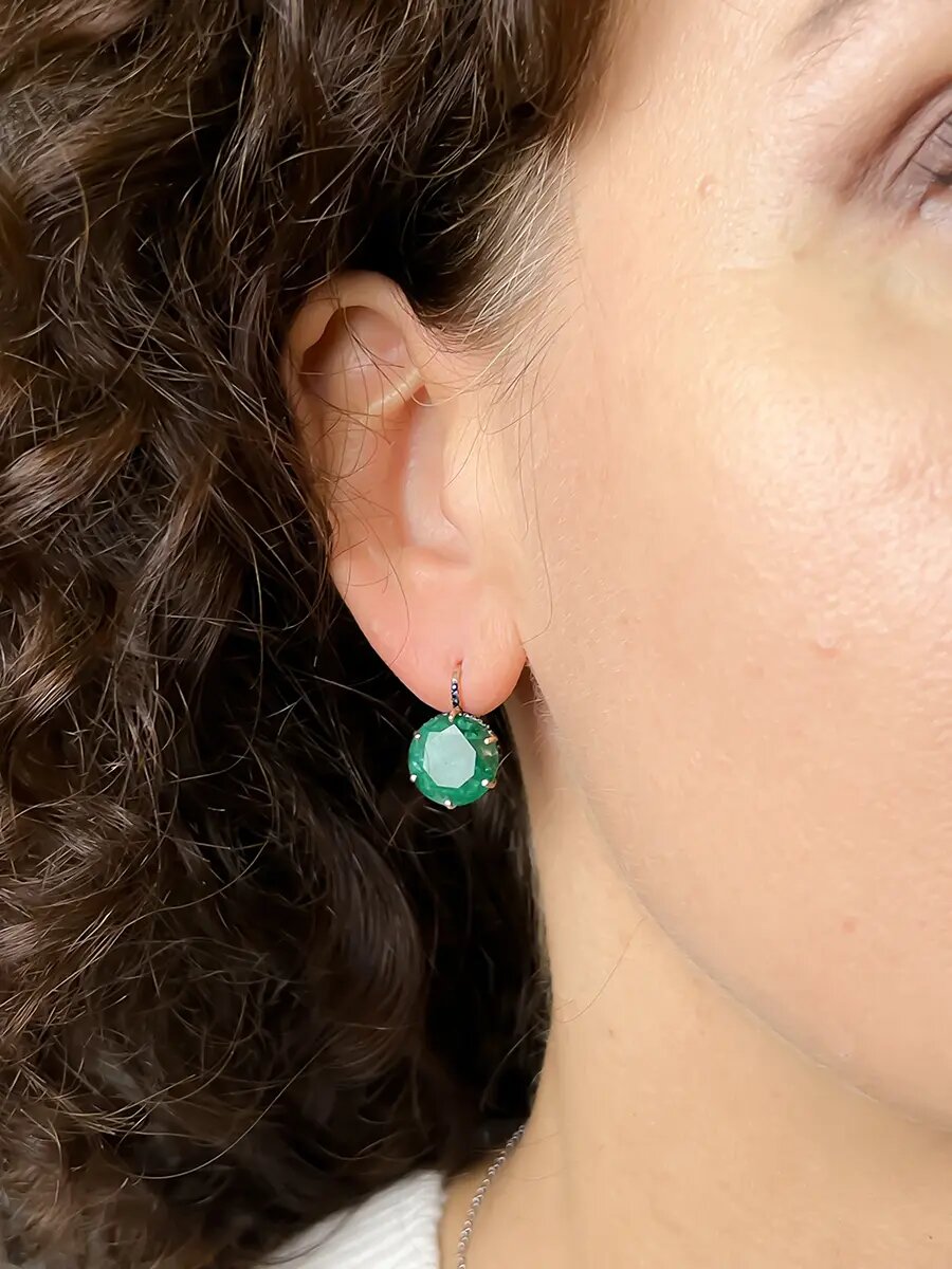 Серьги Кристалл Мечты, красное золото, 375 проба, сапфир, изумруд