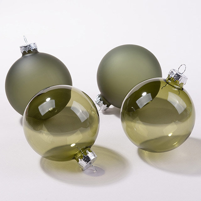 Елочные шары Bubble 8 см зеленый бархат mix, 4 шт, стекло, Winter Deco, 1001290