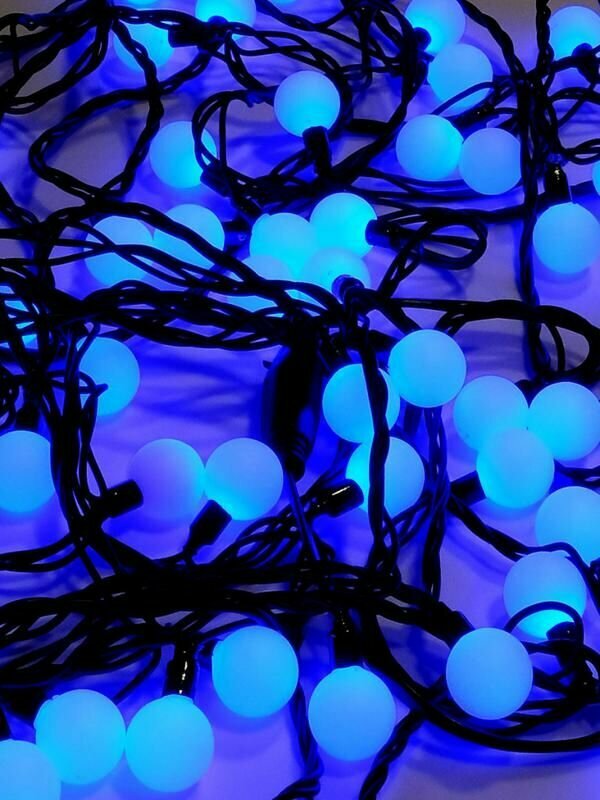 Гирлянда светодиодная «Шарики» 100LED син. 2.4см наружняя соединяемая до 3мод. SHLights 4690601004321