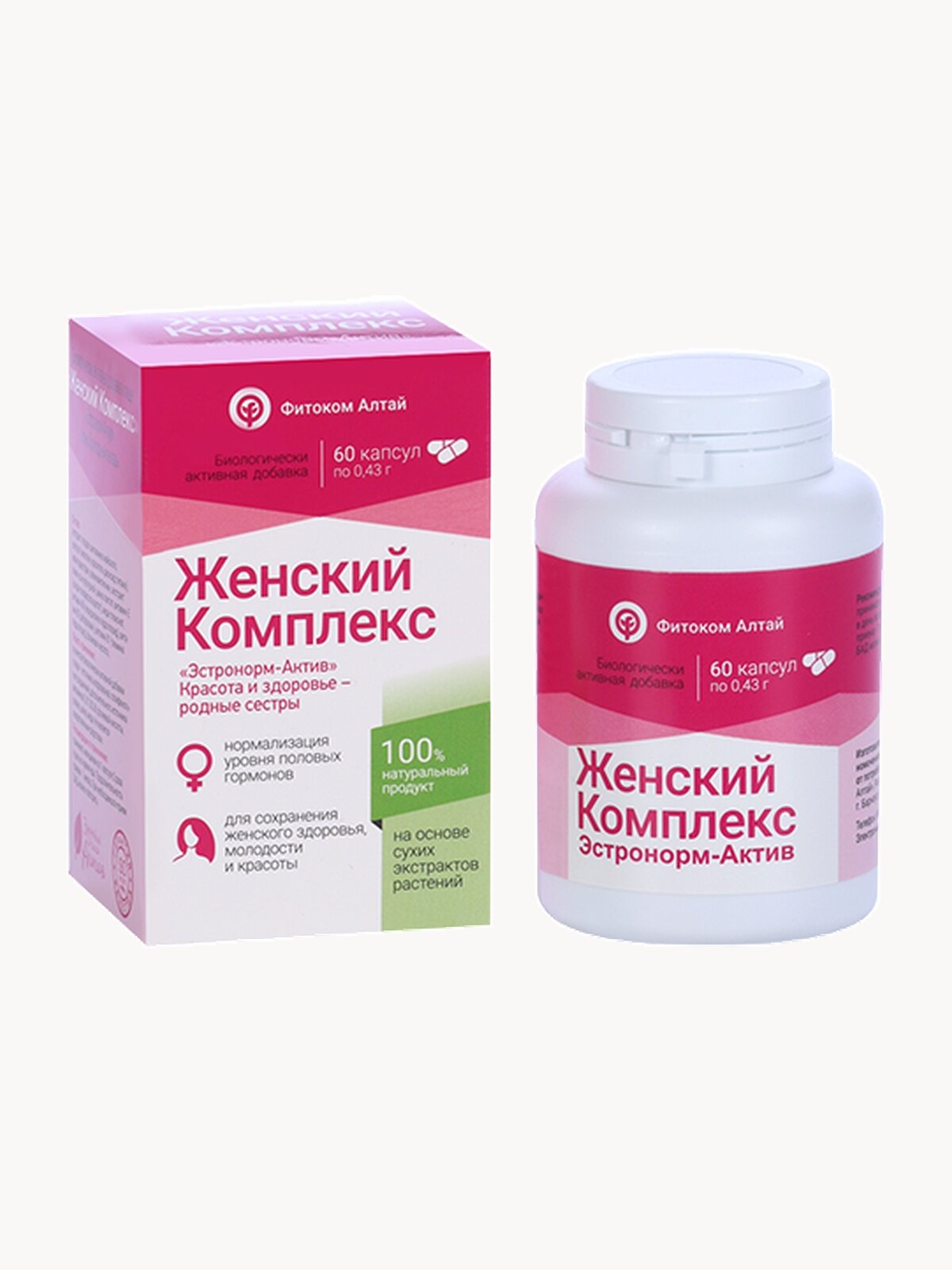 Женский комплекс Эстронорм-Актив витаимины при климаксе и ПМС 60 капсул от Фитоком Алтай