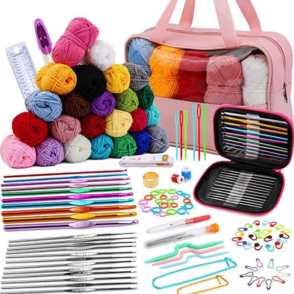 Вязальные Крючки Аксессуары Инструменты для Взрослых Набор Вязальных Крючков Наборы для Вязания Крючком для Детей Наборы Инструментов для Начинающих Вязальщиков с Футляром