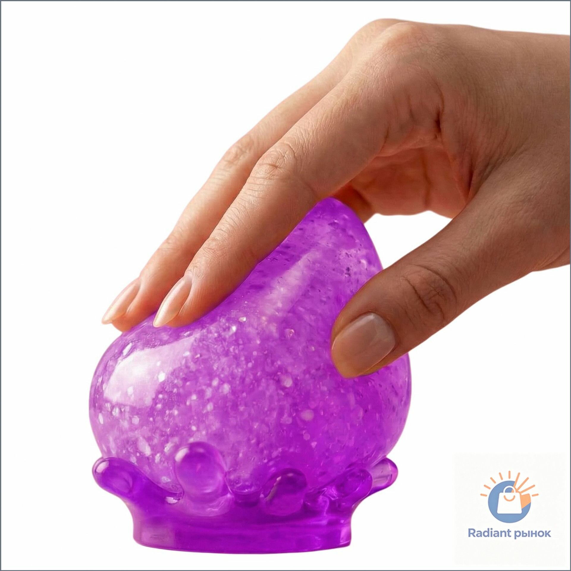 Сенсорная игрушка-сжималка в форме капли из ТРR, фиолетовая, 9 6 6 см