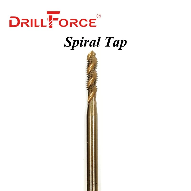 DRILLFORCE Зеркальное сверло для резьбы M2-M12 M2x90L, 10PCS, Spiral Tap