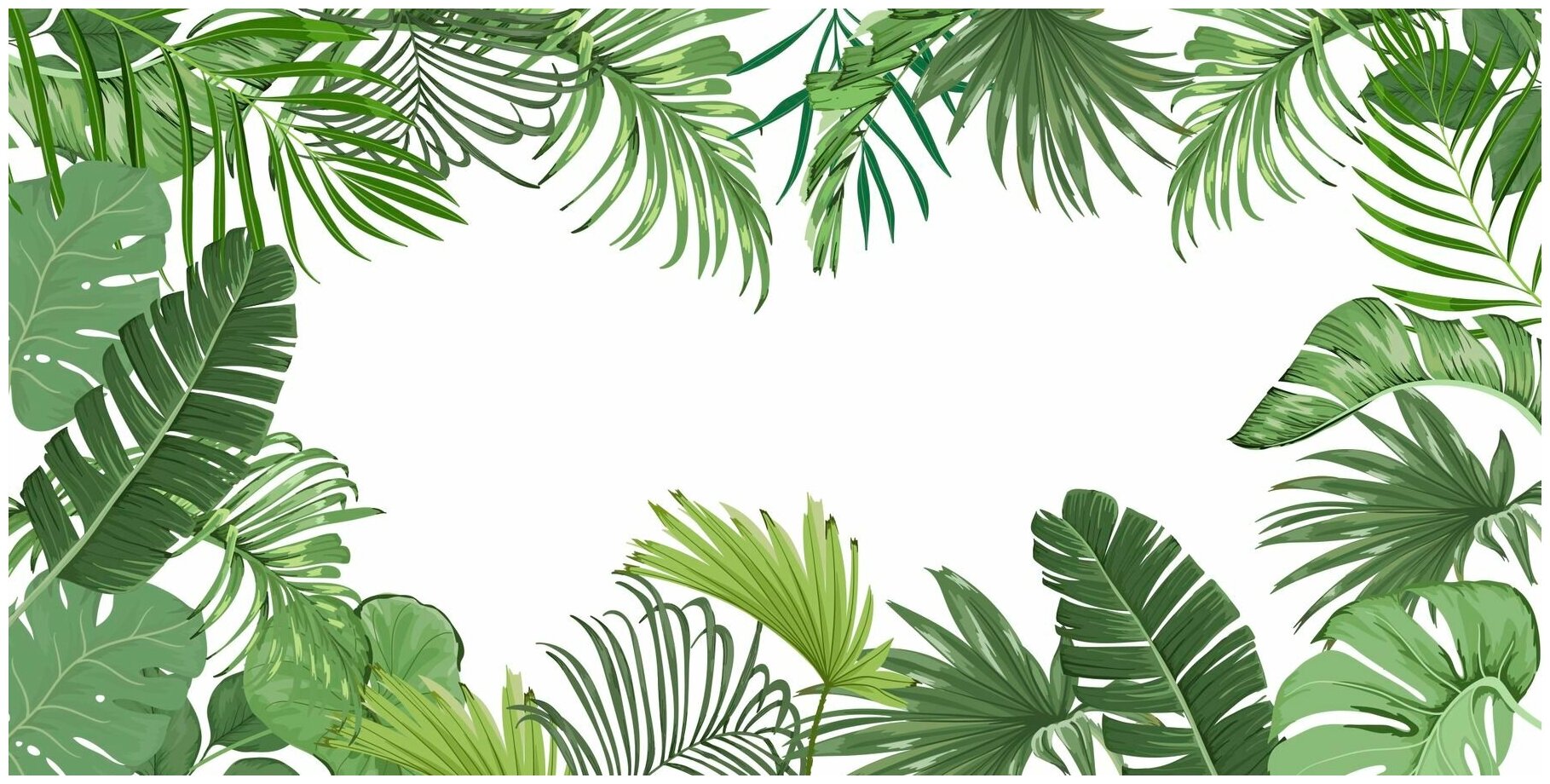 Фотообои Уютная стена "Тропические листья" 540х270 см Виниловые Бесшовные (единым полотном)