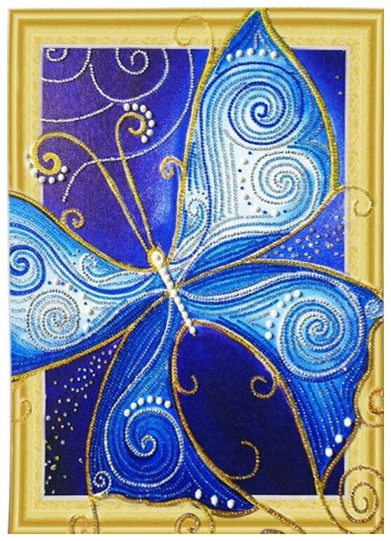 Алмазная мозаика “Голубая бабочка” 40х50см.
