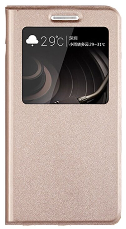 Чехол-книжка MyPads для Xiaomi MI MIX 1 с окном вызова предпросмотра позволяет просматривать звонки и сообщения не открывая крышку золотой