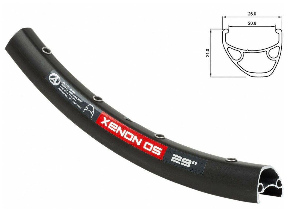 Обод 8-36092025 29/28 двойной пистонированный для дискового тормоза (622х26/20,6х21 32 отверстия) спортивный черный Xenon Pro 29 AUTHOR