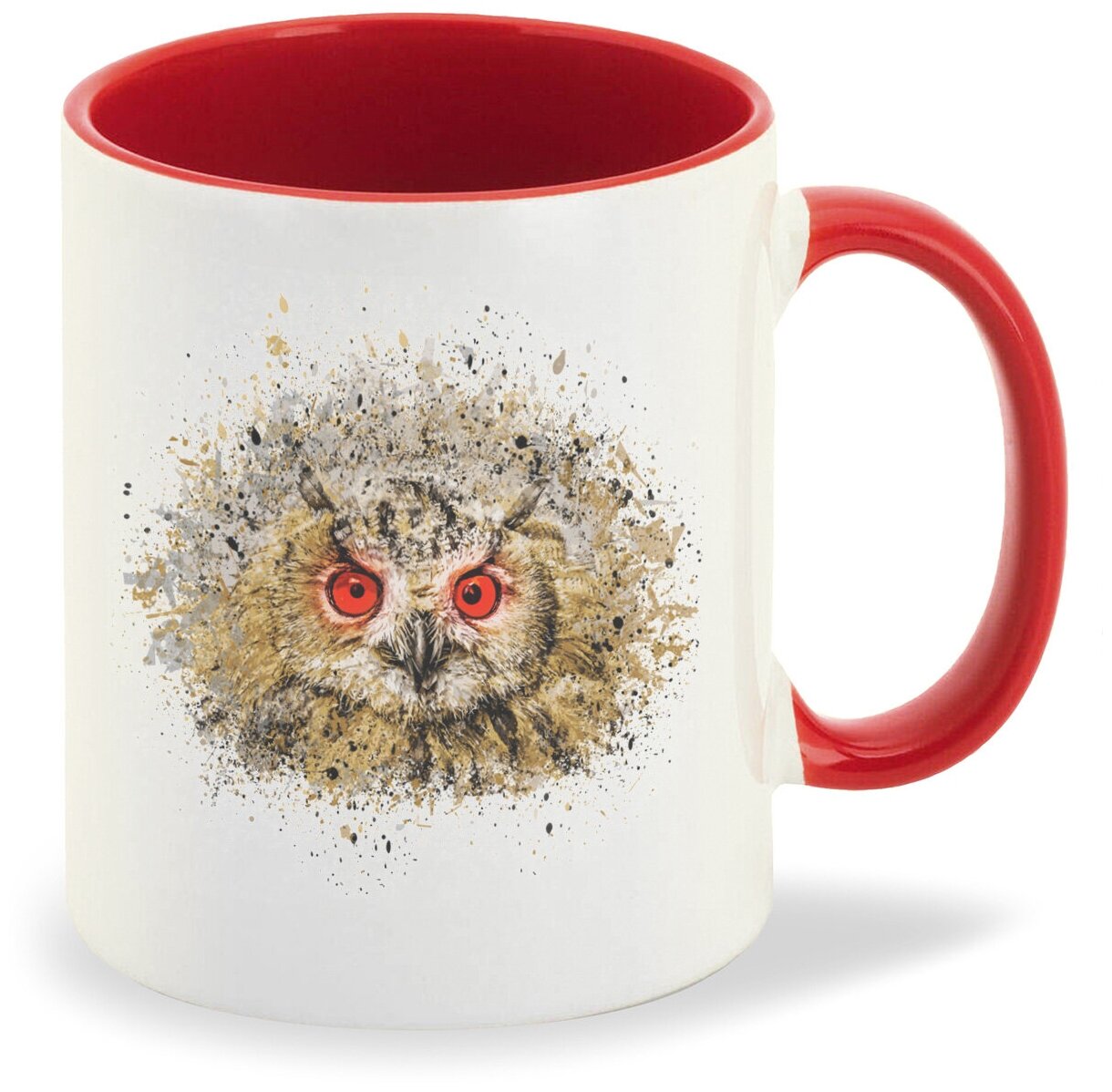 Кружка красная CoolPodarok Сова красные глаза арт