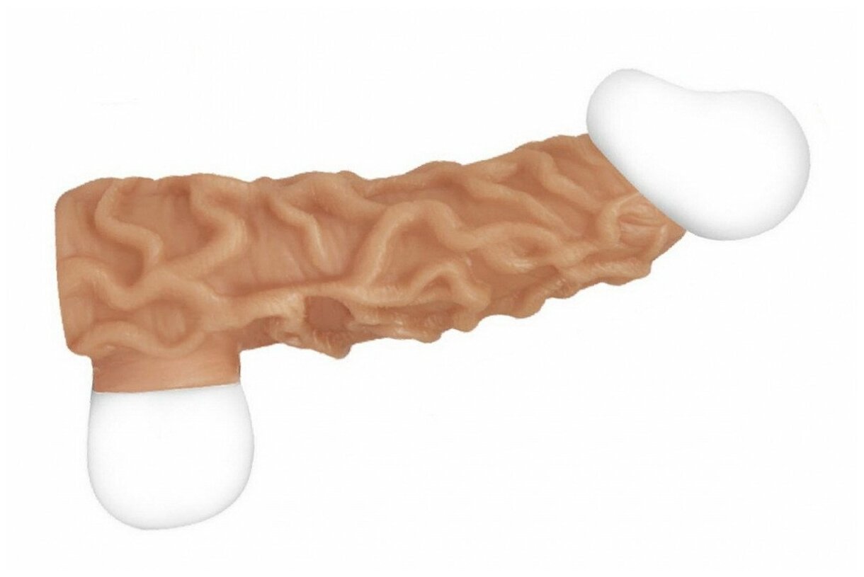 Стимулирующая насадка на пенис с открытой головкой и рельефом KOKOS (размер M)