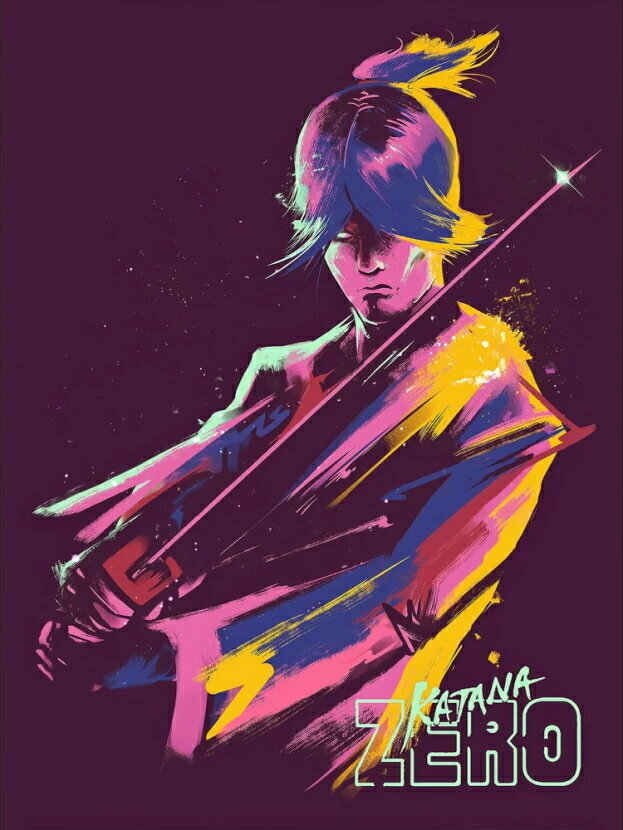 Плакат, постер Katana Zero на холсте, размер 21х30см