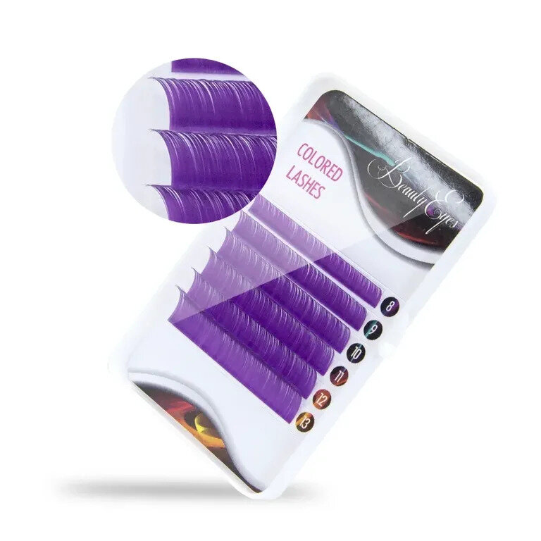 Ресницы Фиолетовые (Purple) Beauty Eyes (Бьюти айс) MINI, 6 лент D 0.07 (8-13)