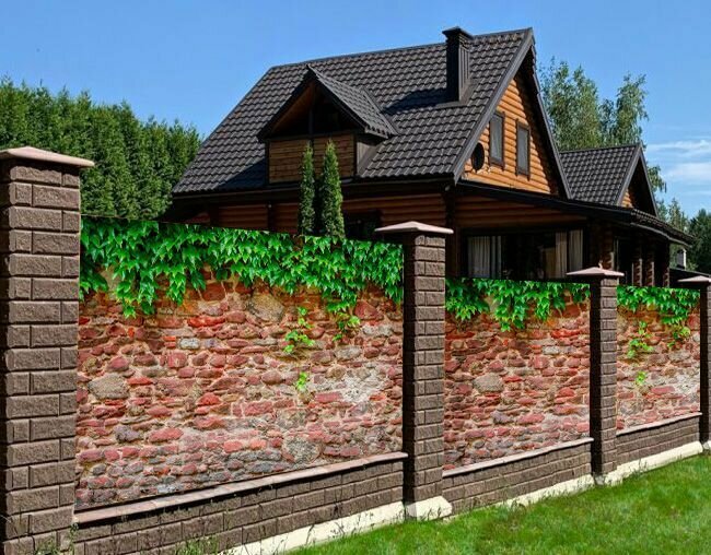 Фотосетка для забора и фасада 3 х 2 м с люверсами / Камни и зелень