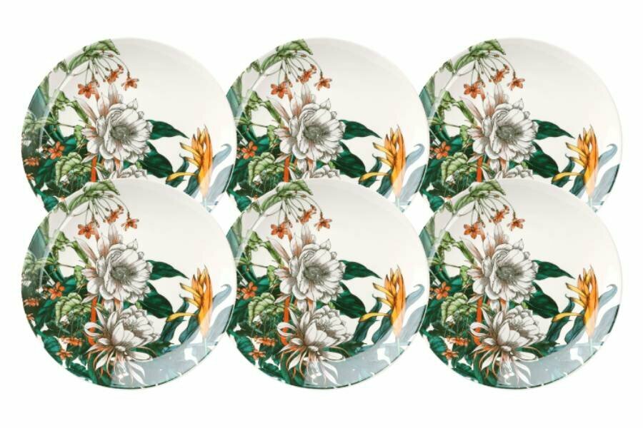 Набор 6 тарелок закусочных Тропические цветы, 19 см (Maxwell&Williams)