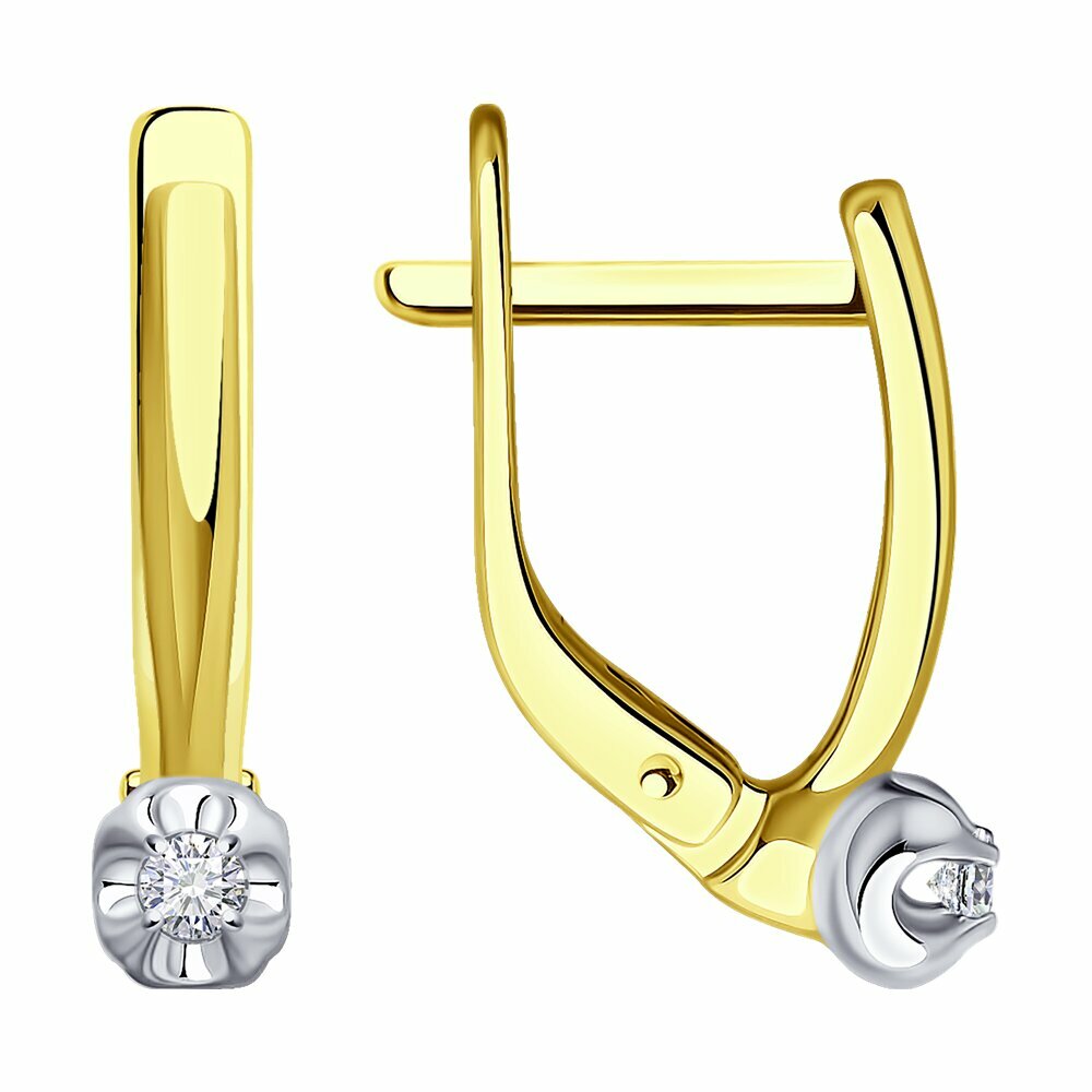 Серьги Diamant, желтое золото, 585 проба, бриллиант