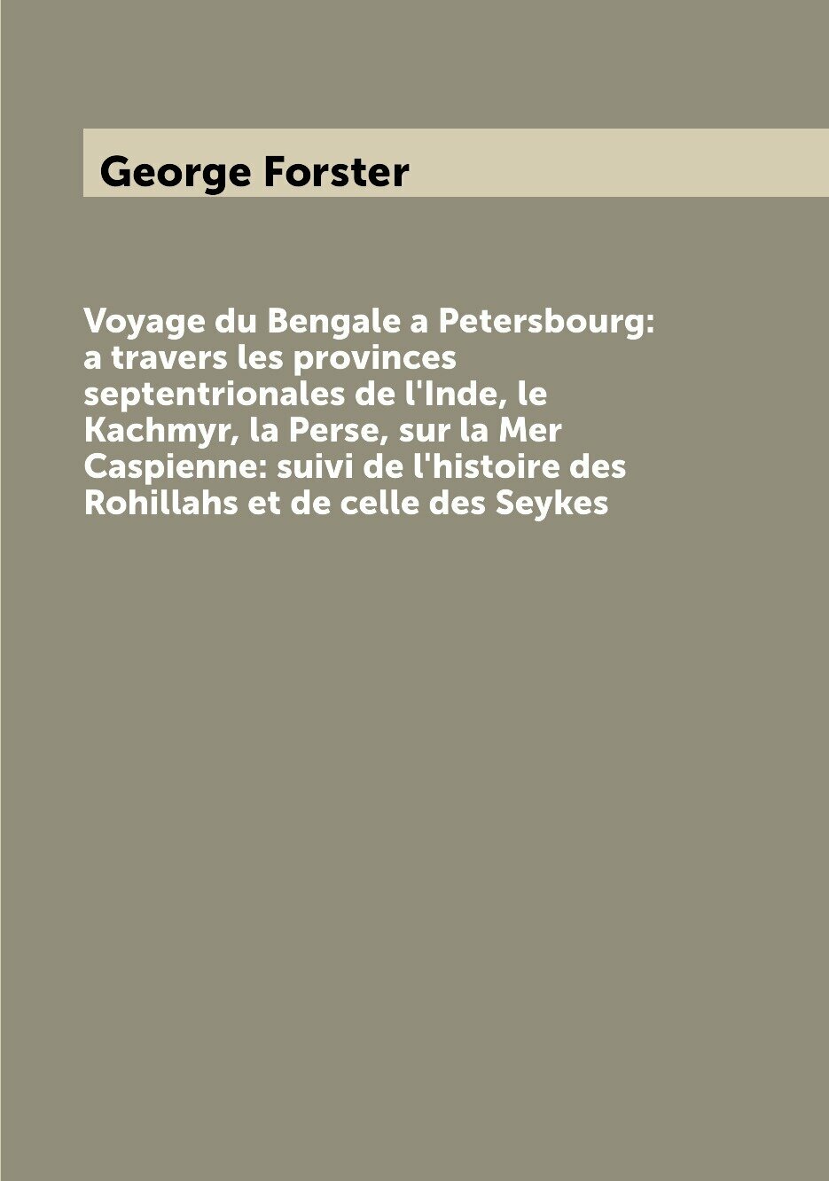 Voyage du Bengale a Petersbourg: a travers les provinces septentrionales de l'Inde, le Kachmyr, la Perse, sur la Mer Caspienne: suivi de l'histoire d…