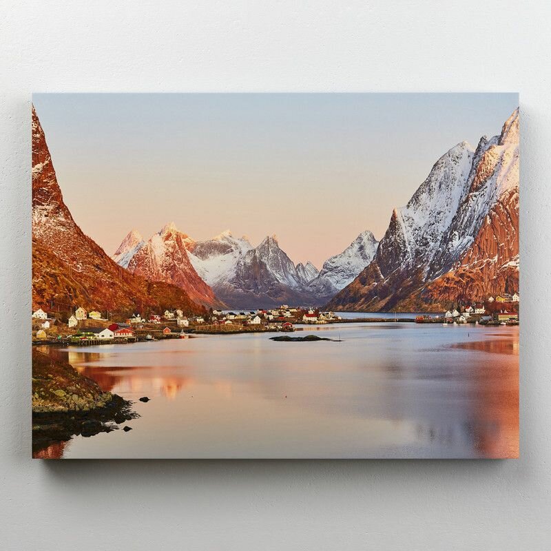 Интерьерная картина на холсте "Пейзаж - рыбацкая деревня" размер 40x30 см