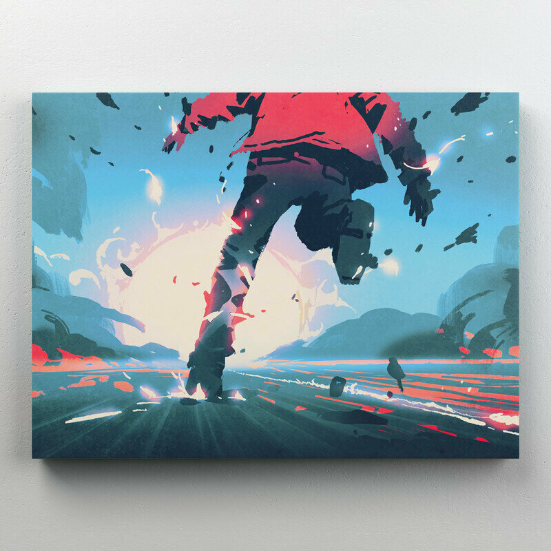 Интерьерная картина на холсте "Бегущий мальчик" размер 40x30 см