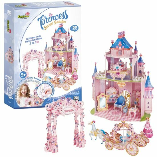 Пазл 3D Cubicfun Замок принцессы с садом (с наклейками и стразами), 92 детали