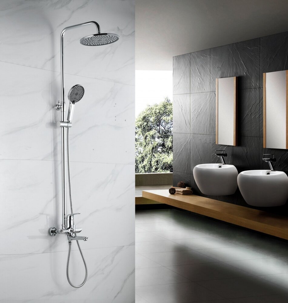 Душевая система из латуни для ванны и душа с тропическим душем GZ24061 от бренда Ganzer