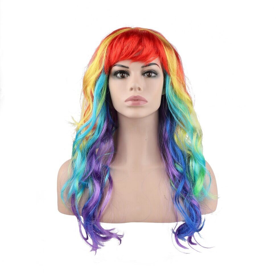 Парик карнавальный, 160 гр, Длинные локоны, Радужный, 1 шт.