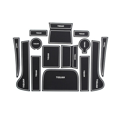 Силиконовые противоскользящие накладки MyPads на Volkswagen Tiguan 2011 — 2017 I Рестайлинг в салон автомобиля на дверь, подстаканник, на подлокотник.