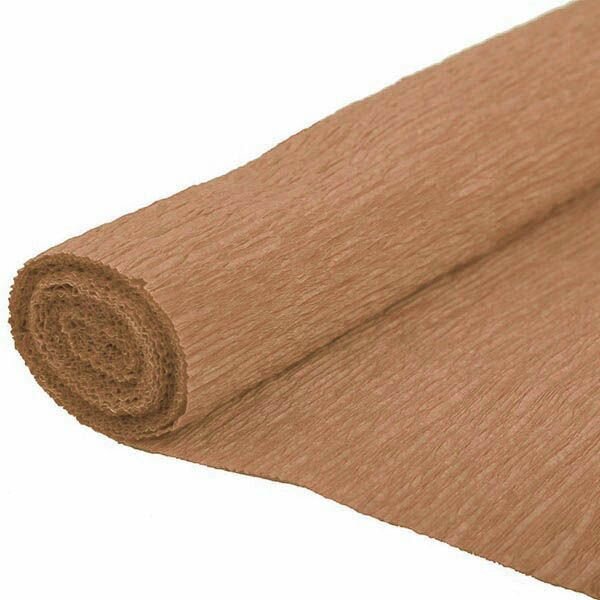 Бумага гофрированная 10 шт св. корич. (размер одного 50х200 см.) Плотность бумаги 32г/м2.