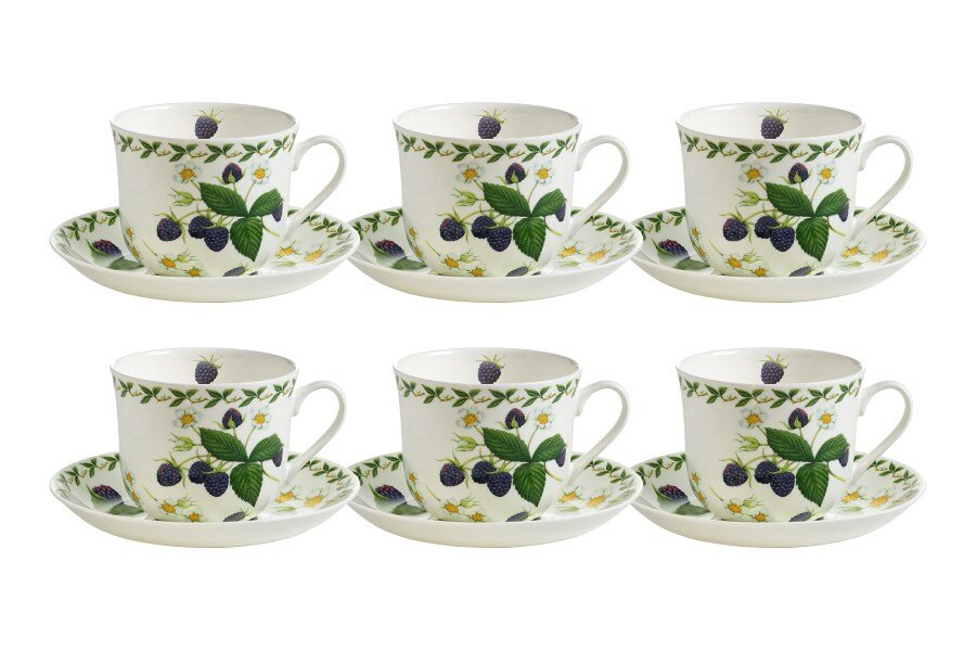Набор 6 чашек с блюдцами Ежевика 0,48л (Maxwell&Williams)