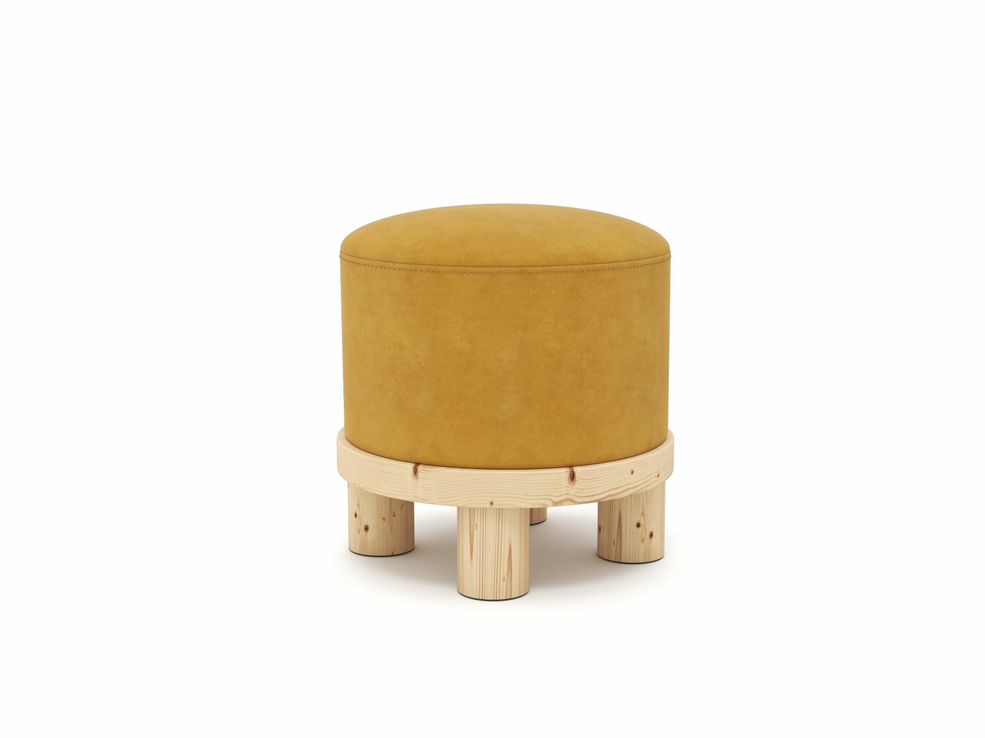 Мягкий пуфик круглый Arsko Сканди 1 Mustard горчичный, велюр, в прихожую, в коридор, для ног к дивану, под ноги к креслу, лофт