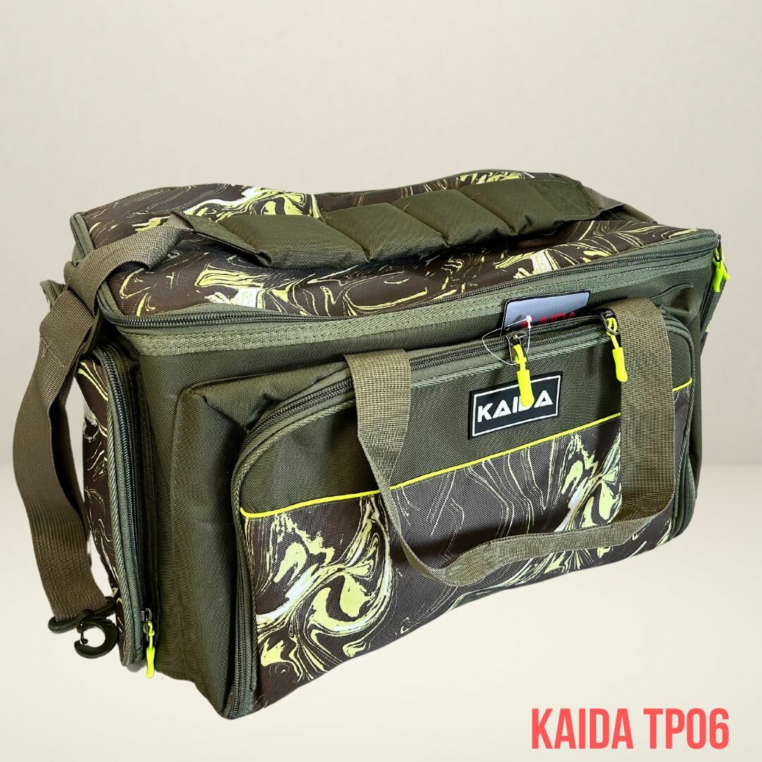 Сумка на плечо / Сумка для рыбалки KAIDA зеленая 48х26х29 см
