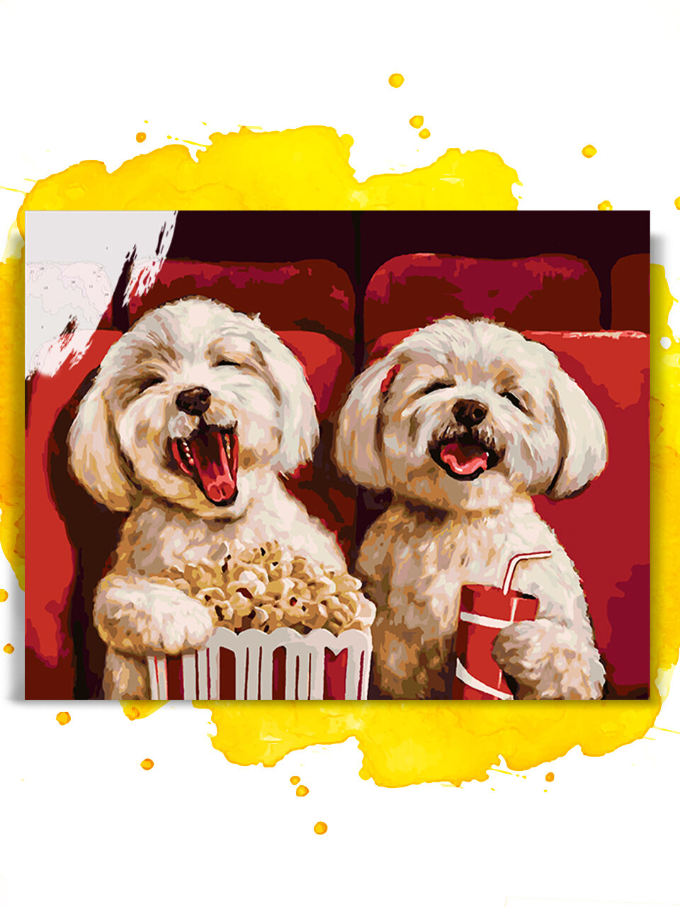 Картина по номерам на холсте Собачки в кино, 40 х 50 см