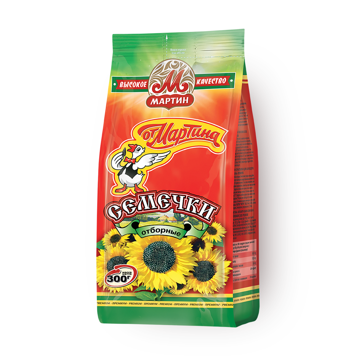 Семечки отборные, обжаренные «От Мартина», 300 грамм, флоу-пак