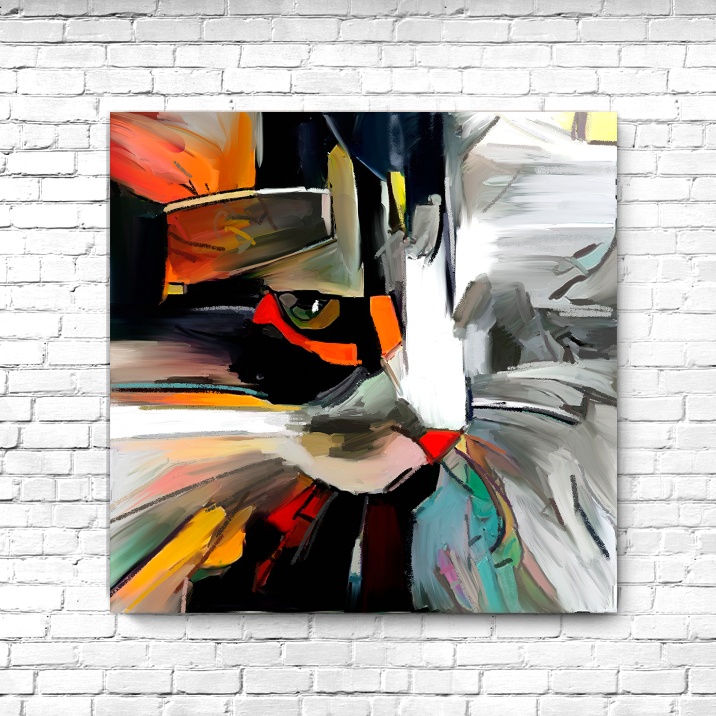 Картина на стену большая на холсте интерьерная Абстракция кота 70х70 см