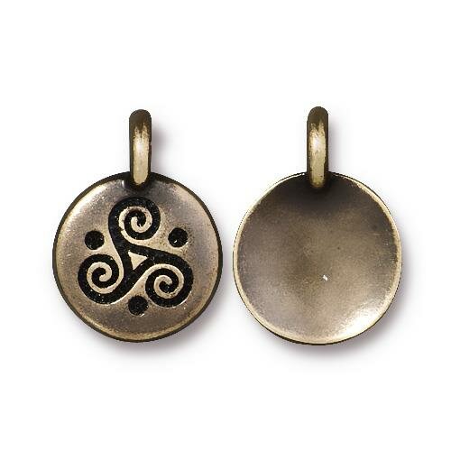 Подвеска, 16.5х12мм, TierraCast, тег Трискеле, базовый материал - оловянный сплав, бронзовый с чернением, 2 шт.