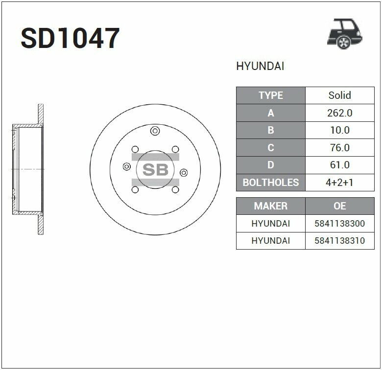 Диск Тормозной SANGSIN SD1047