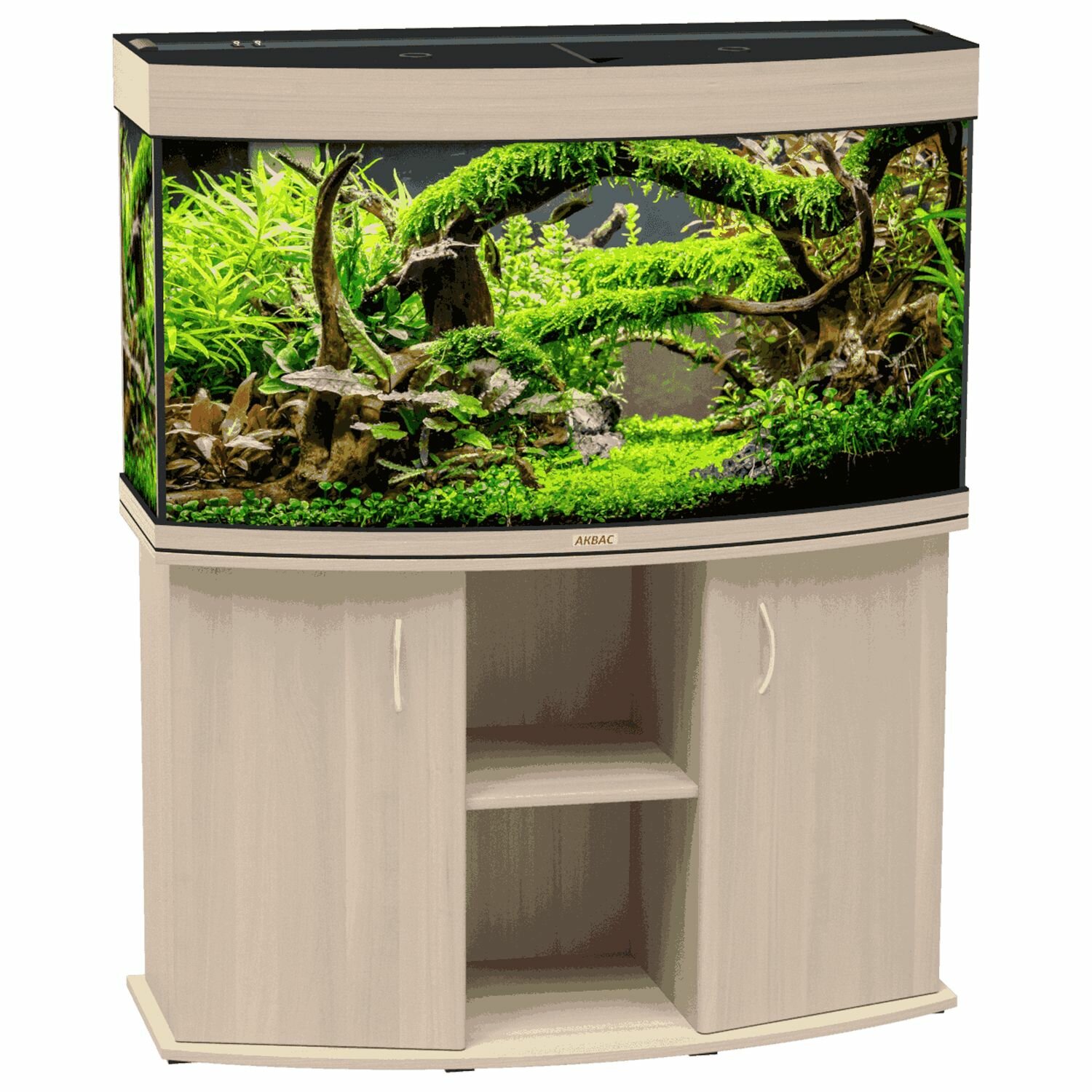 Аквариум панорамный 270 литров с освещением, крышкой и тумбой, (111*47*64 см) Аквас