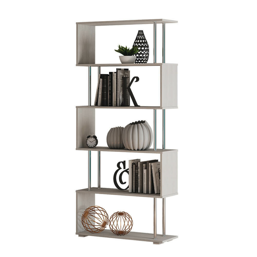 Стеллаж BTS 850 Лоредо, ЛДСП, открытый, без задней стенки, с хромированными штангами, 4 полки