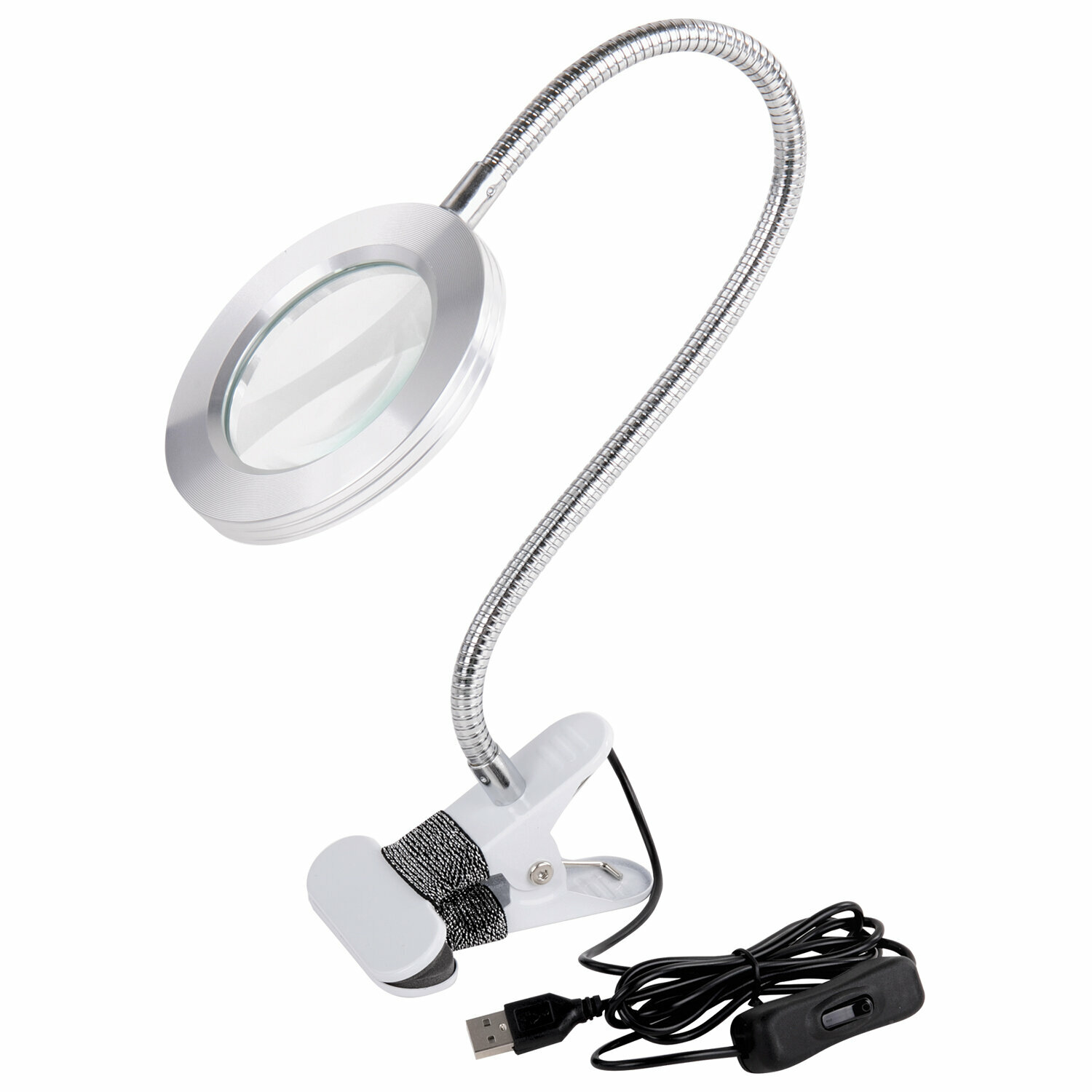 Лупа настольная на прищепке с led-подсветкой, диаметр 75 мм, увеличение 3, BRAUBERG, 455931