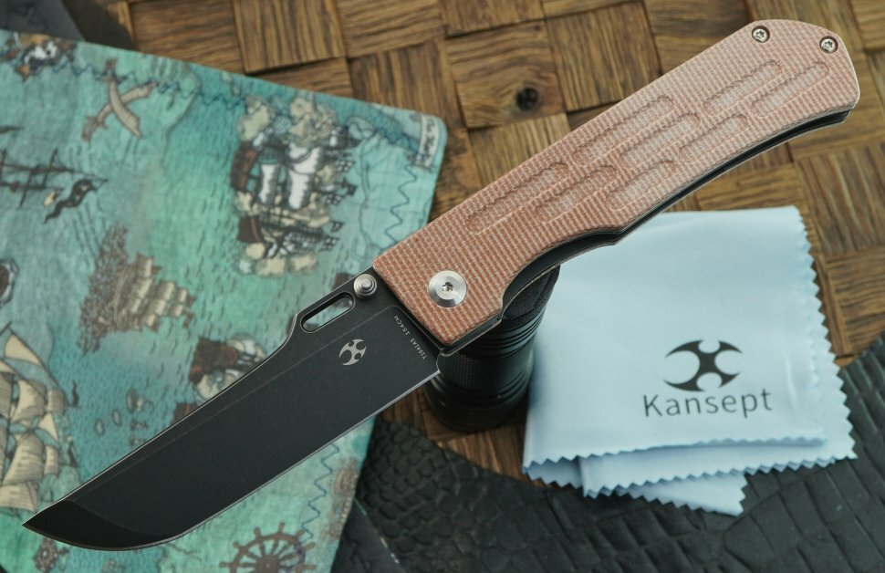Складной нож Kansept Knives Reedus, сталь 154CM, BC, рукоять коричневая микарта