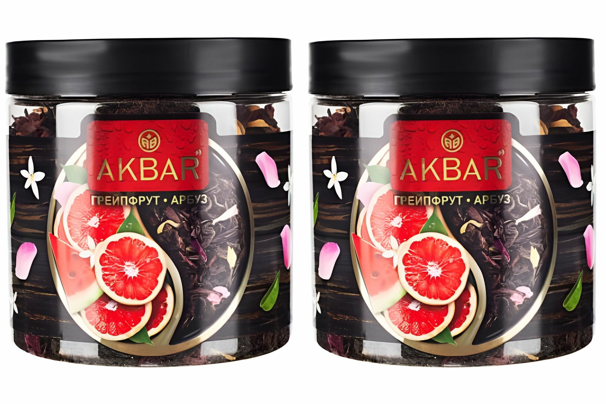Akbar Чай черный Грейпфрукт и арбуз, 100 г, 2 уп