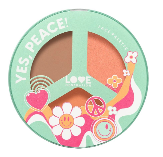 Палетка для лица Love Generation Yes, Peace! тон 01 розовый, бежевый, коричневый, 9.6 гр