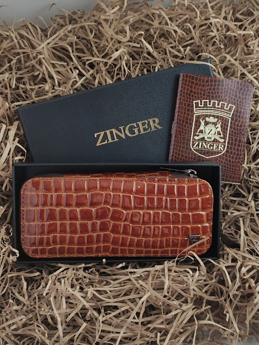 Маникюрный набор, ZINGER, MS-7106-L, 8 предметов, кожаный чехол, коричневый