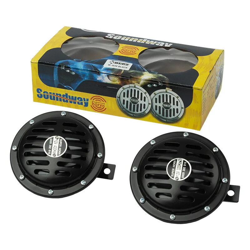 Сигнал звуковой автомобильный d-120 мм 12V (2 шт) Верт Soundway, черный - арт. W1038-BL