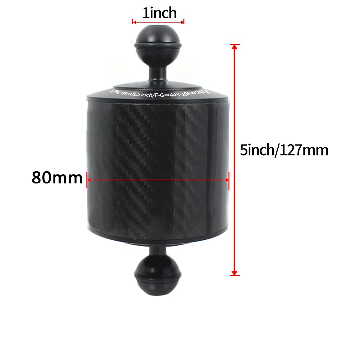 Удлинитель из углеродного волокна для GoPro Yi EKEN DJI OSMO Action 5Inch D80mm Black
