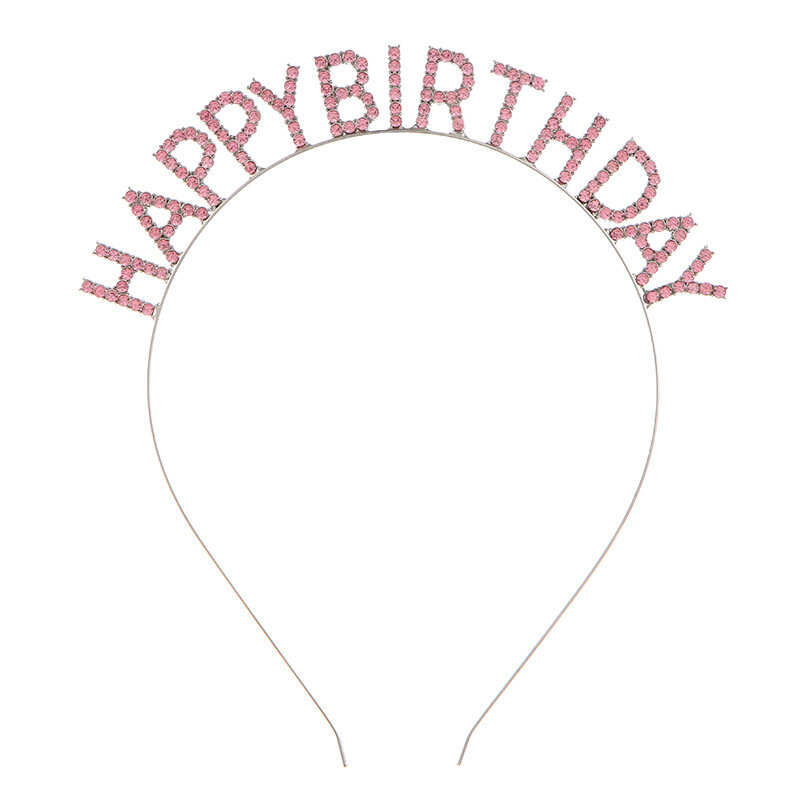 Корона на день рождения "Розовая повязка", розовая, с принтом, на день рождения