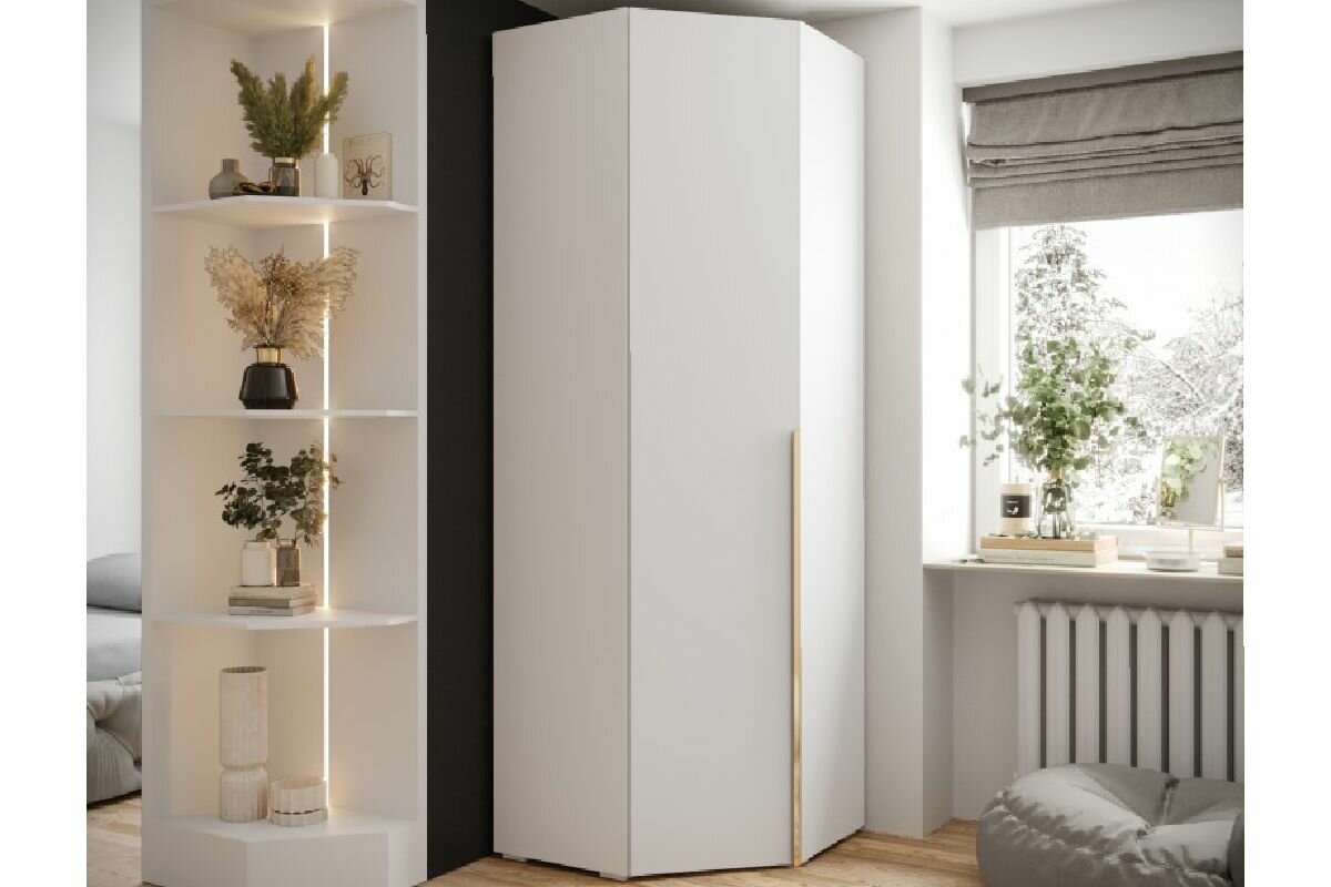 Шкаф угловой Мори-2 Белый для одежды однодверный 80*250*40