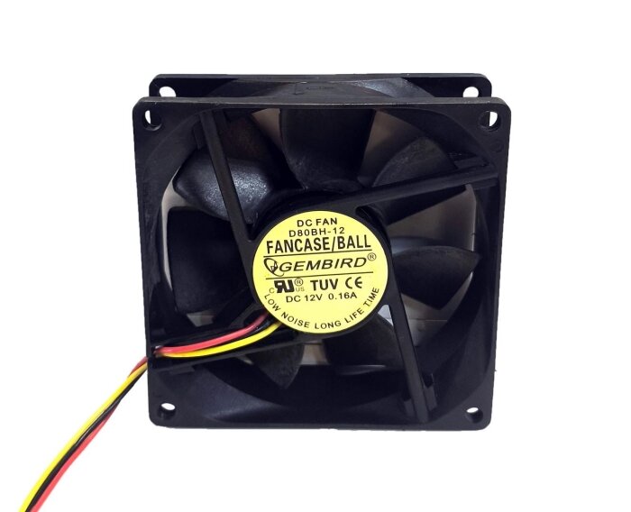 Вентилятор 80x80x25 DC 12V 0.16A Gembird FANCASE/BALL 2600об/мин бу