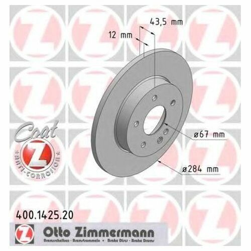 Тормозной диск передний Zimmermann 400142520 для Mercedes C-CLASS W202