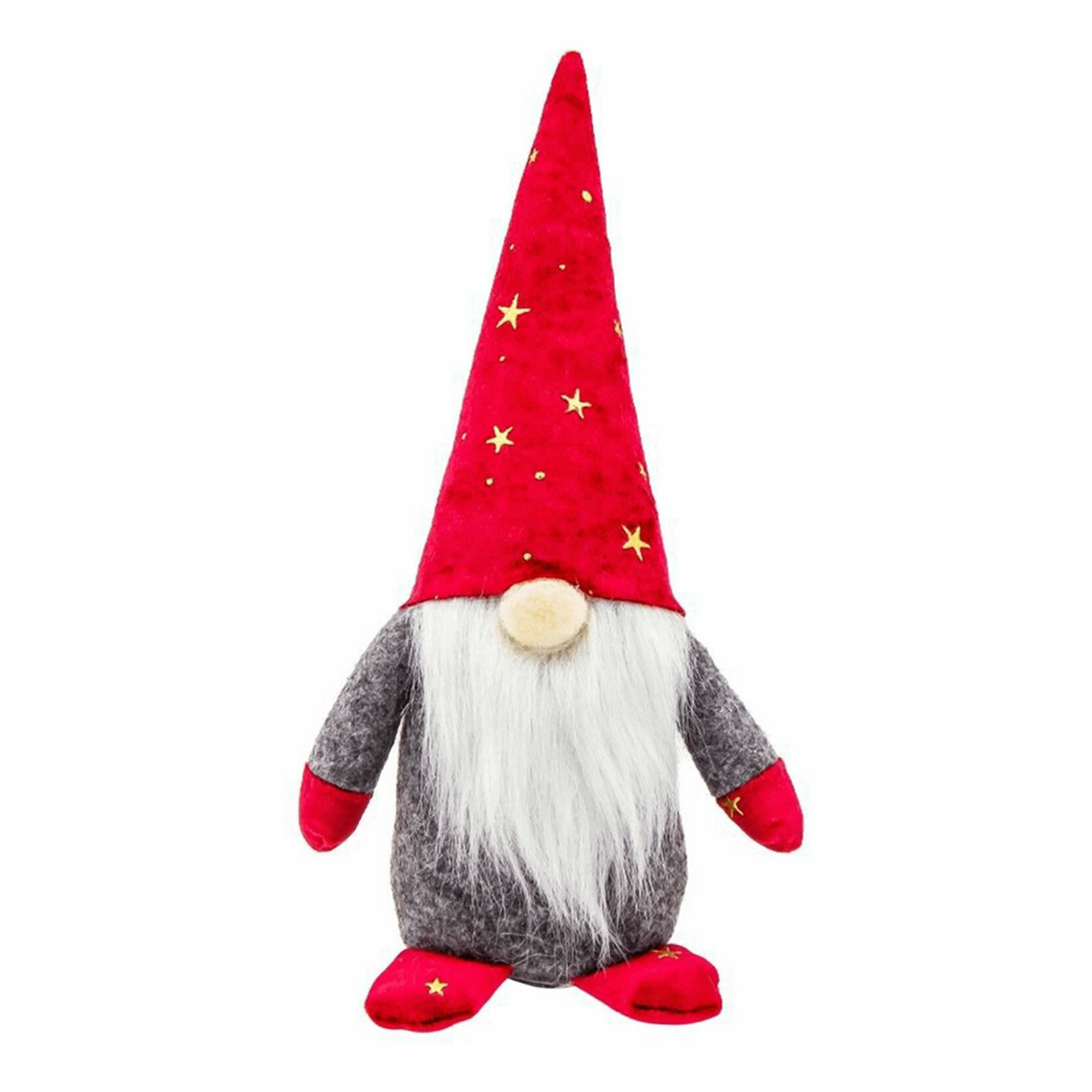 Декорация настольная "Гном", Снежное кружево, 24 см, красный