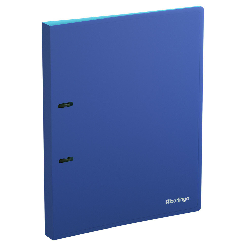 Папка на 2 кольцах Berlingo "Soft Touch Pro" A4, 24мм, 700мкм, D-кольца, с внутр. карманом, синяя, внутр. голубая, софт-тач, 371728